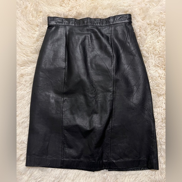 Vintage | Skirts | Vintage Rafferty Black Leather Pencil Skirt | Poshmark